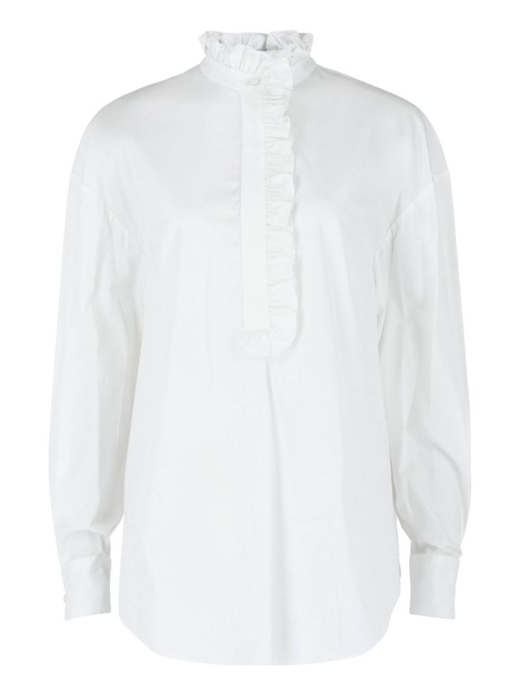 ALBERTA FERRETTI Alberta Ferretti Embroidered Floral Appliqué Cotton Shirt